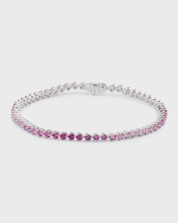 LISA NIK Rainbow Tennis Bracelet - Pink Sapphire