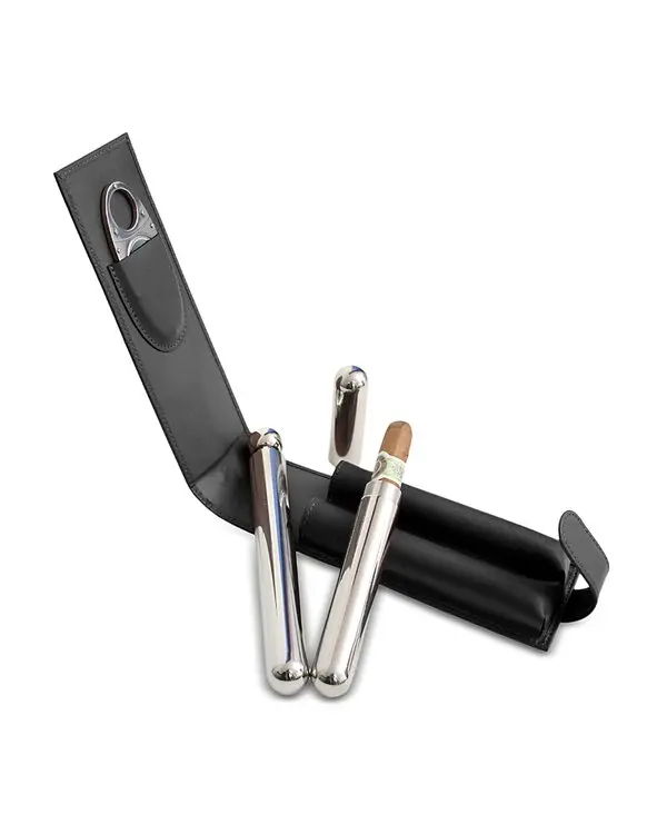 ROYCE NEW YORK Leather Cigar Flask Carrying Case
