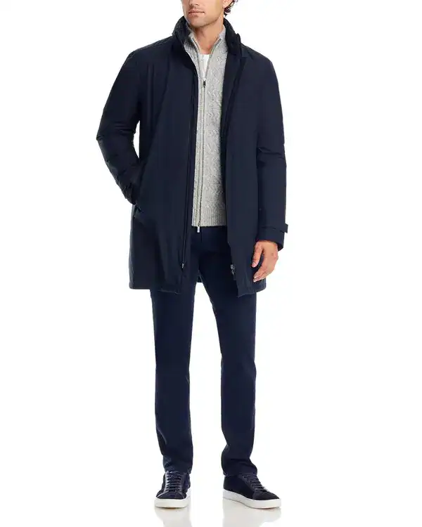 Herno Gore-Tex Car Coat In Dark Blue 30% Off Editorialist - Main Image