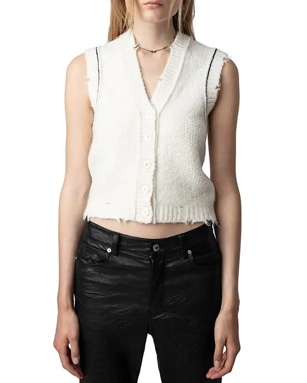 Zadig&Voltaire Karry Sleeveless Cardigan - Ecru