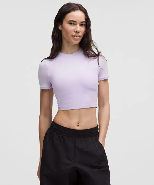 Lululemon Wundermost Ultra-soft Nulu Crewneck Cropped T-shirt - Lavender Frost