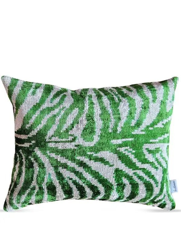 LES-OTTOMANS Abstract-pattern Print Velvet-finish Cushion