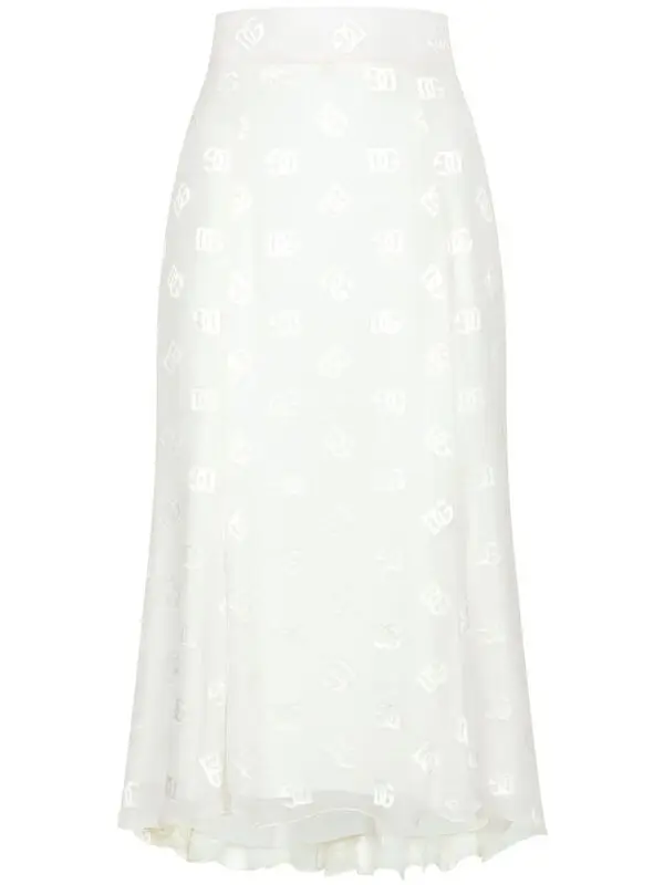 Dolce & Gabbana Logo Godet Skirt - White