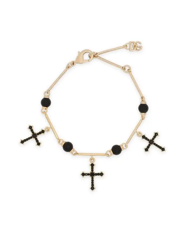 Dolce & Gabbana Logo Plaque Cross-pendant Bracelet