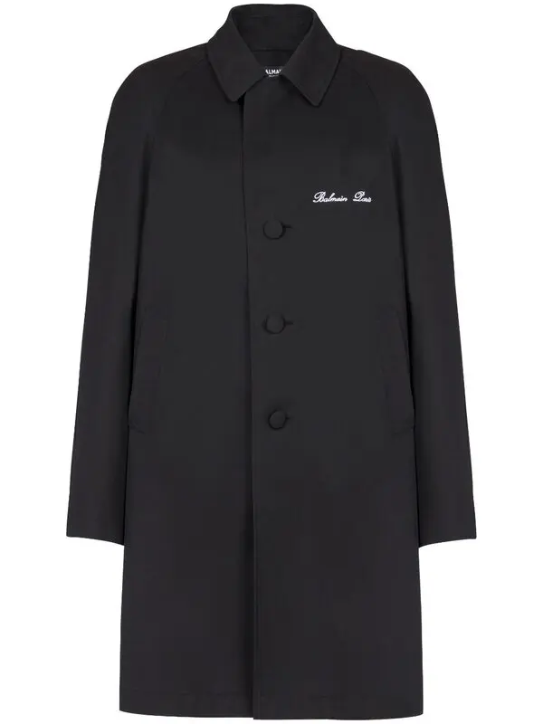 Balmain Logo-embroidered Single-breasted Coat