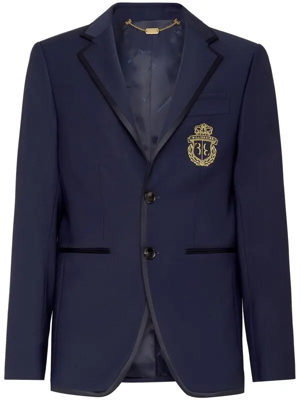 BILLIONAIRE Crest-embroidered Cotton Blazer