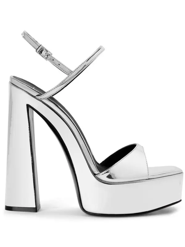 GIUSEPPE ZANOTTI Sylvy 145mm Leather Sandals - Silver