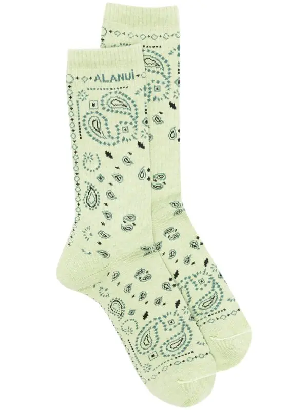 Alanui Bandana Logo-embroidered Socks - Green