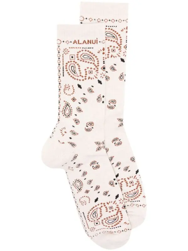 Alanui Bandana Logo Socks - Neutrals