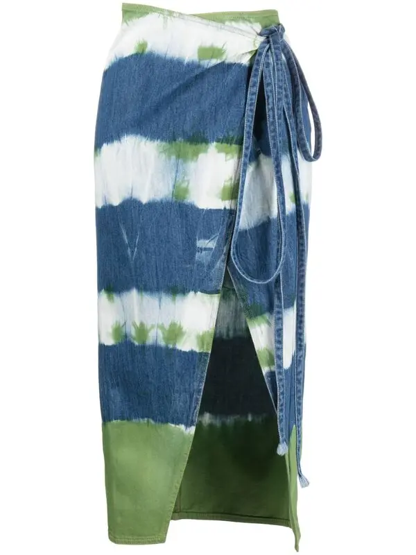 Alanui Magic Journey Denim Wrap Skirt