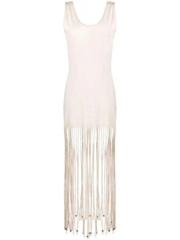Alanui Monsoon Fringed Maxi Dress - Neutrals