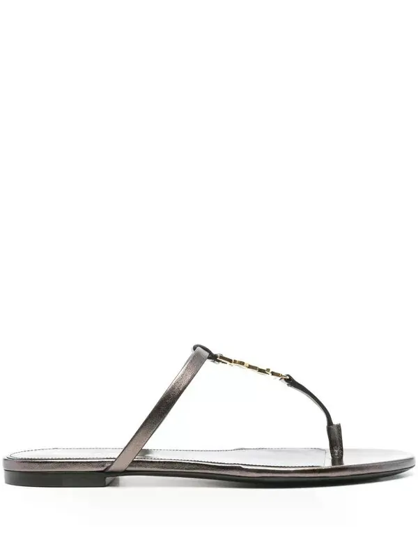 Saint Laurent Cassandra Leather Flip Flops