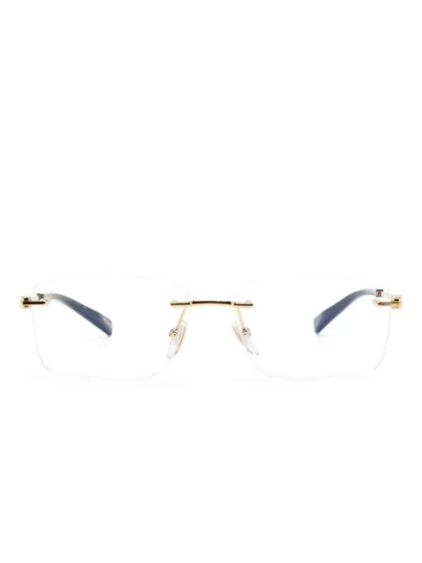 Chopard Logo-engraved Rectangle-frame Glasses - Gold | Editorialist