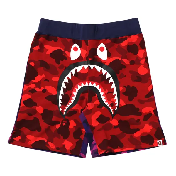 BAPE Crazy Camo Shark Sweat Shorts - Red