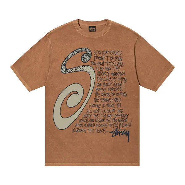 StÜssy S Talk Pigment Dyed Tee 'almond - Brown