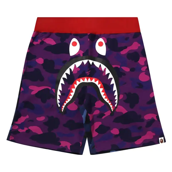 BAPE Crazy Camo Shark Sweat Shorts - Purple
