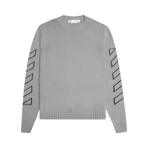 Off-White Diag Outline Knit Crewneck - Grey