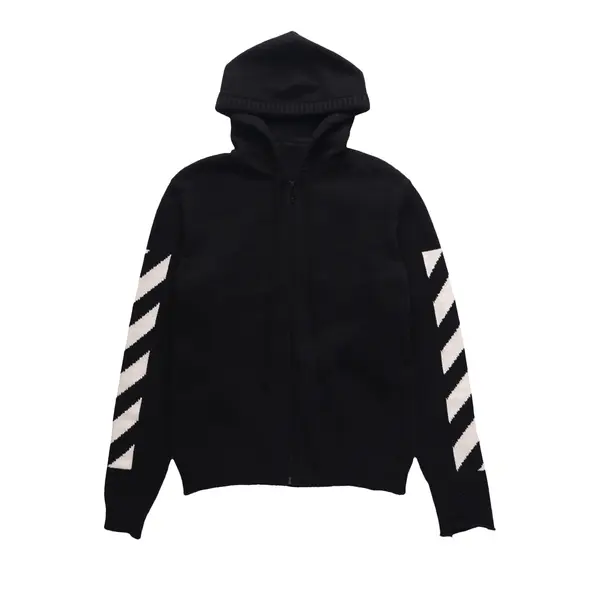 Off-White Diag Arrow Knit Zip Hoodie - Black