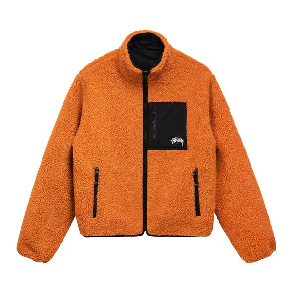 StÜssy 8 Ball Sherpa Jacket - Orange