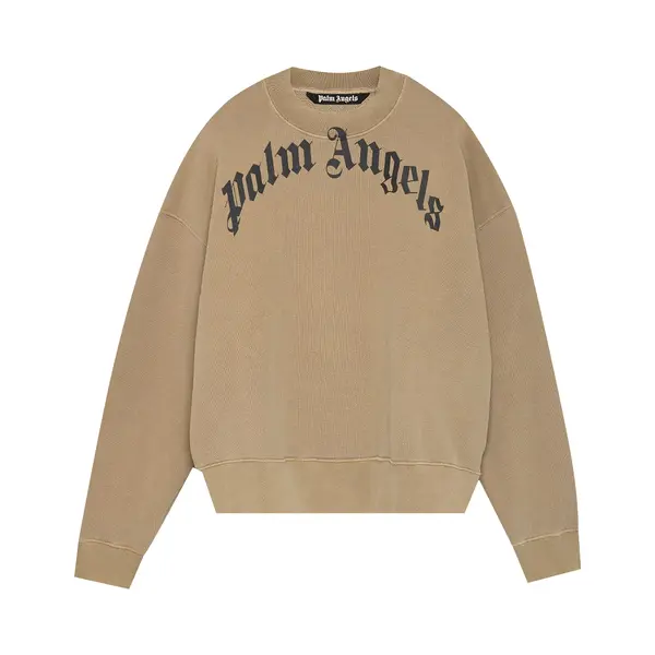 Palm Angels Curved Logo Crewneck - Tan