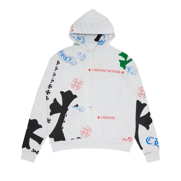 Chrome Hearts Stencil Print Hoodie - White