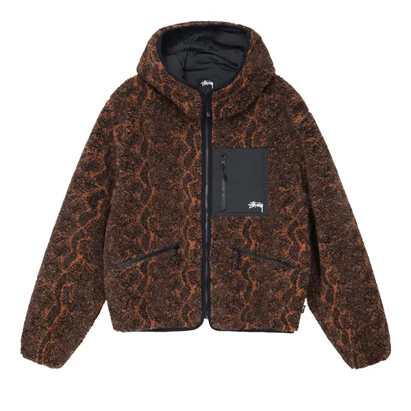 StÜssy Snake Jacquard Sherpa Jacket - Brown