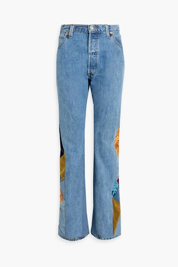 RE/DONE WITH LEVI'S Levi's 70s Patchwork Bootcut Jeans - Mid Denim