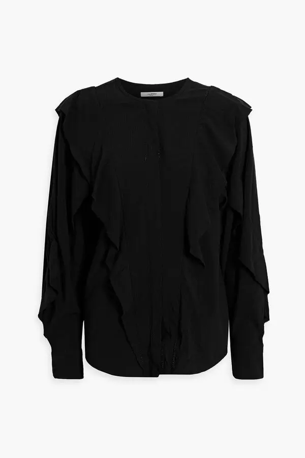 MARANT ETOILE Hildia Ruffled Jacquard Blouse - Black