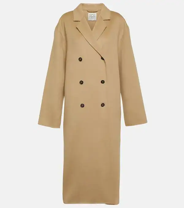 TOTÊME Oversized Double-breasted Wool Coat - Beige | Editorialist