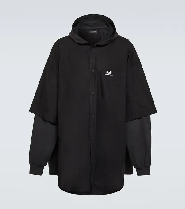 Balenciaga Patched Cotton Poplin And Fleece Jacket