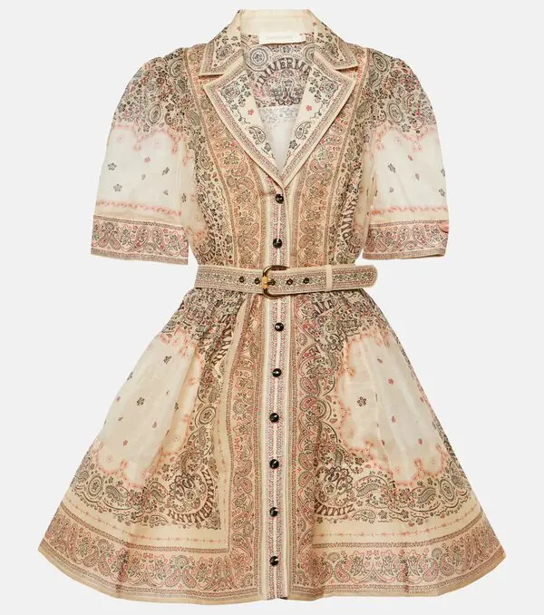 Zimmermann Matchmaker Linen And Silk Minidress In Multicoloured - 20% Off |  Editorialist