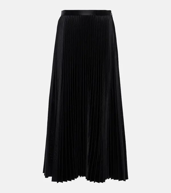 Alaïa Pleated Croc-effect Midi Skirt