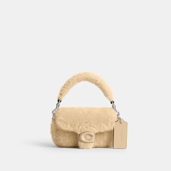 Coach Tabby 12 In Shearling - Silver/cream | Editorialist
