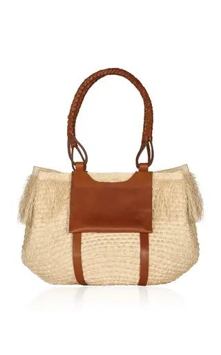 Eclipse Solar Raffia And Leather Tote Bag By Johanna Ortiz Moda Operandi Leather tote bag