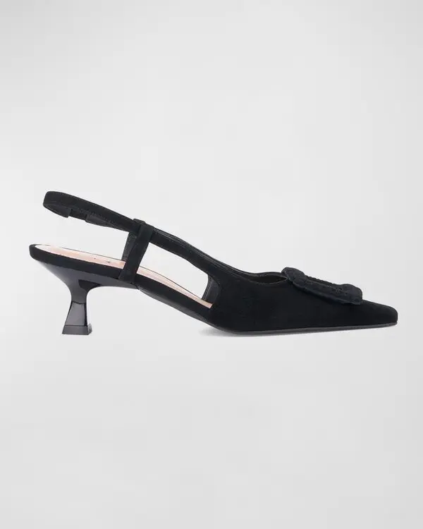 Aquatalia Slingback Weatherproof Suede Pumps Black Editorialist