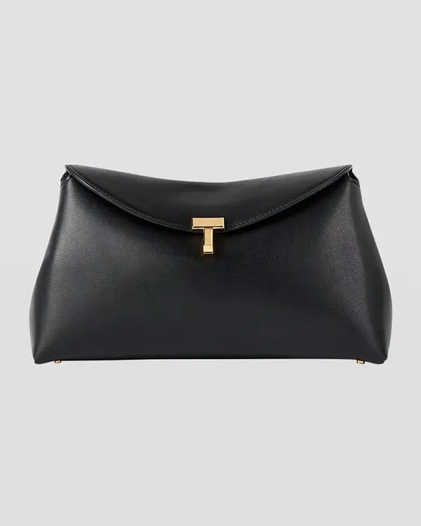 TOTÊME T-lock Clutch In Palmellata Leather - Black