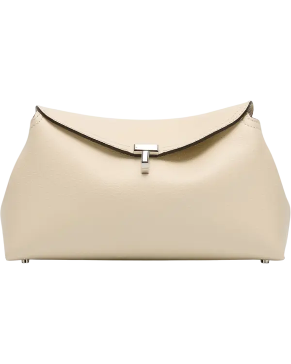TOTÊME T-lock Top Handle Bag In Pebble Grain Leather - Milk