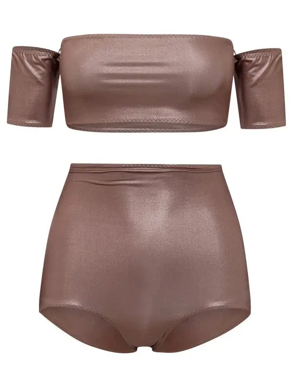 ALESSANDRO VIGILANTE Shiny Two-piece Swimsuit - Brown