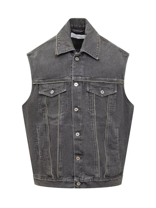 Off-White Over Denim Zip Vest In Black - 54% Off | Editorialist 