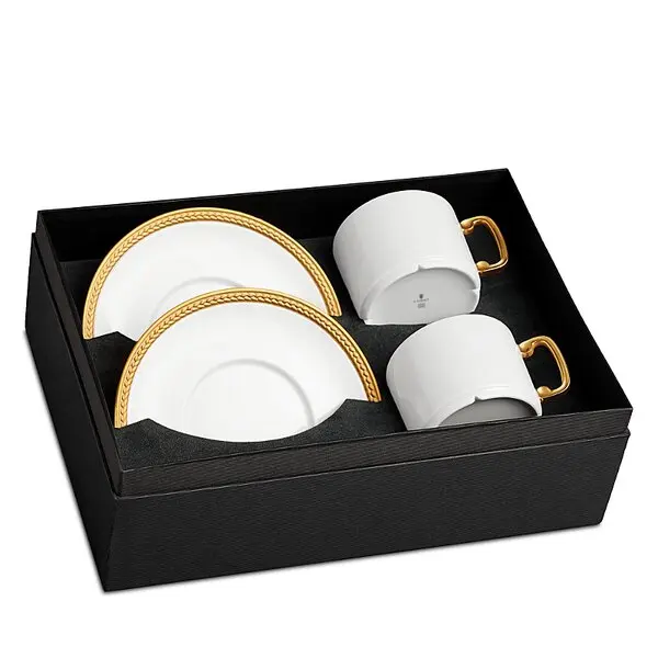 L'Objet Soie Tresse Tea Cup & Saucer Service For 2