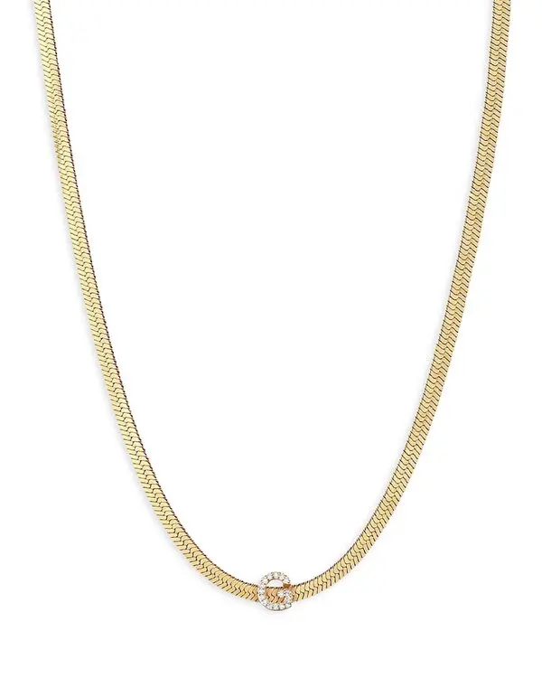 Ettika Initial Herringbone Chain Necklace - G