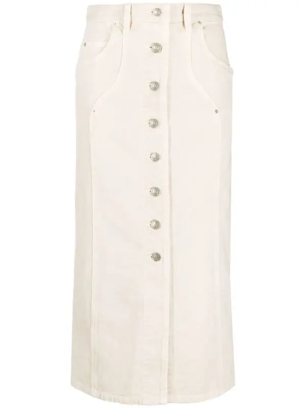 MARANT ETOILE Vandy Midi Denim Skirt - Neutrals