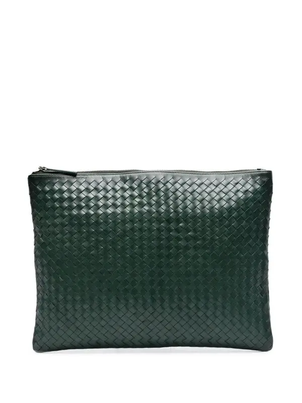 Dragon Diffusion A4 Interwoven Leather Clutch - Green