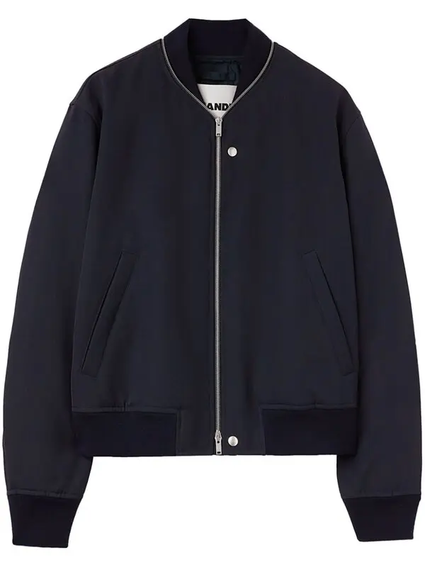 JIL SANDER Zip-embellished Wool Bomber Jacket - Blue
