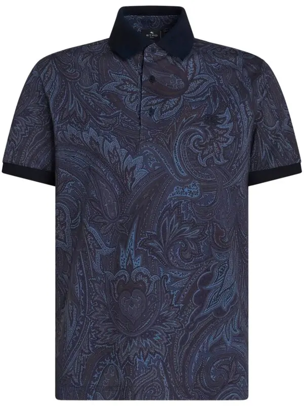 Etro Paisley-print Cotton Polo Shirt - Blue