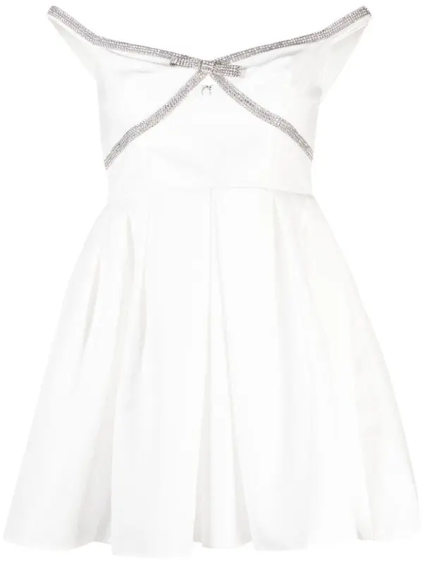SELF-PORTRAIT Diamanté-trim Off-shoulder Mini Dress