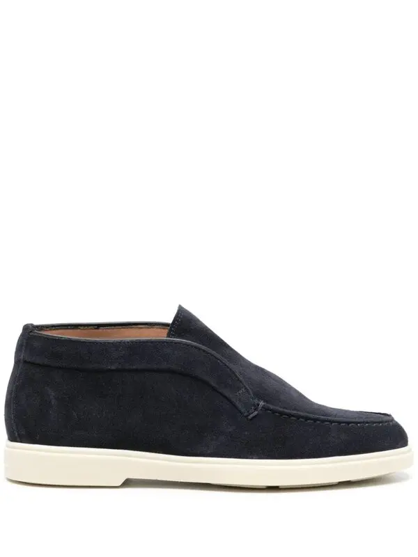 Santoni Suede Flat Loafers - Blue