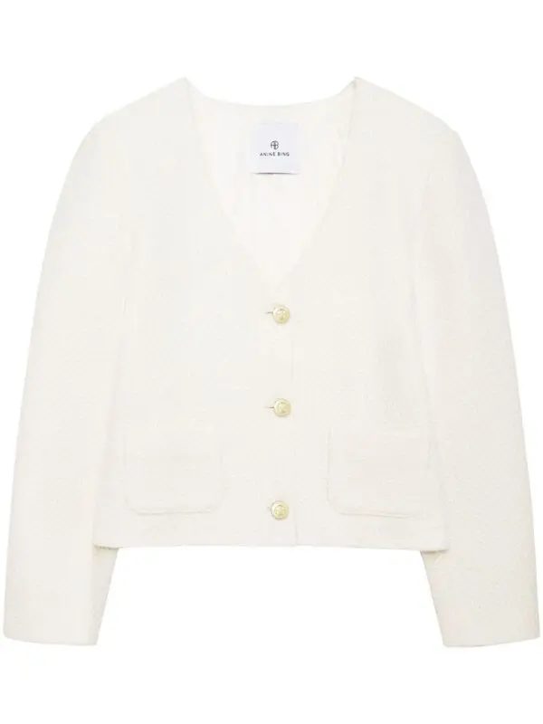 ANINE BING Anita V-neck Cardigan - White
