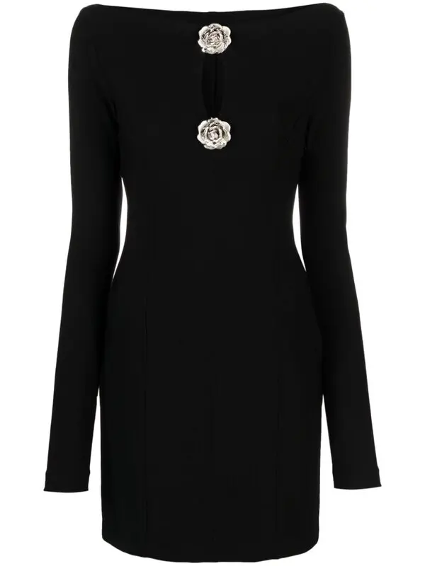 Blumarine Rose-brooch-detail Mini Dress