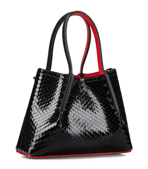CHRISTIAN LOUBOUTIN Cabarock Mini Patent Leather Tote Bag - Black ...